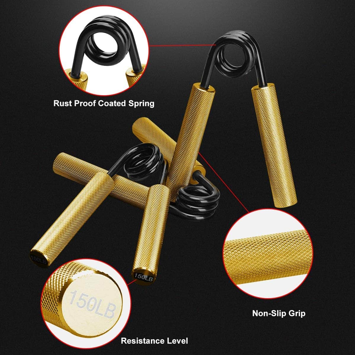 Metal Hand Gripper and Hand Strengthener 150lbs-300lbs – Denovomart